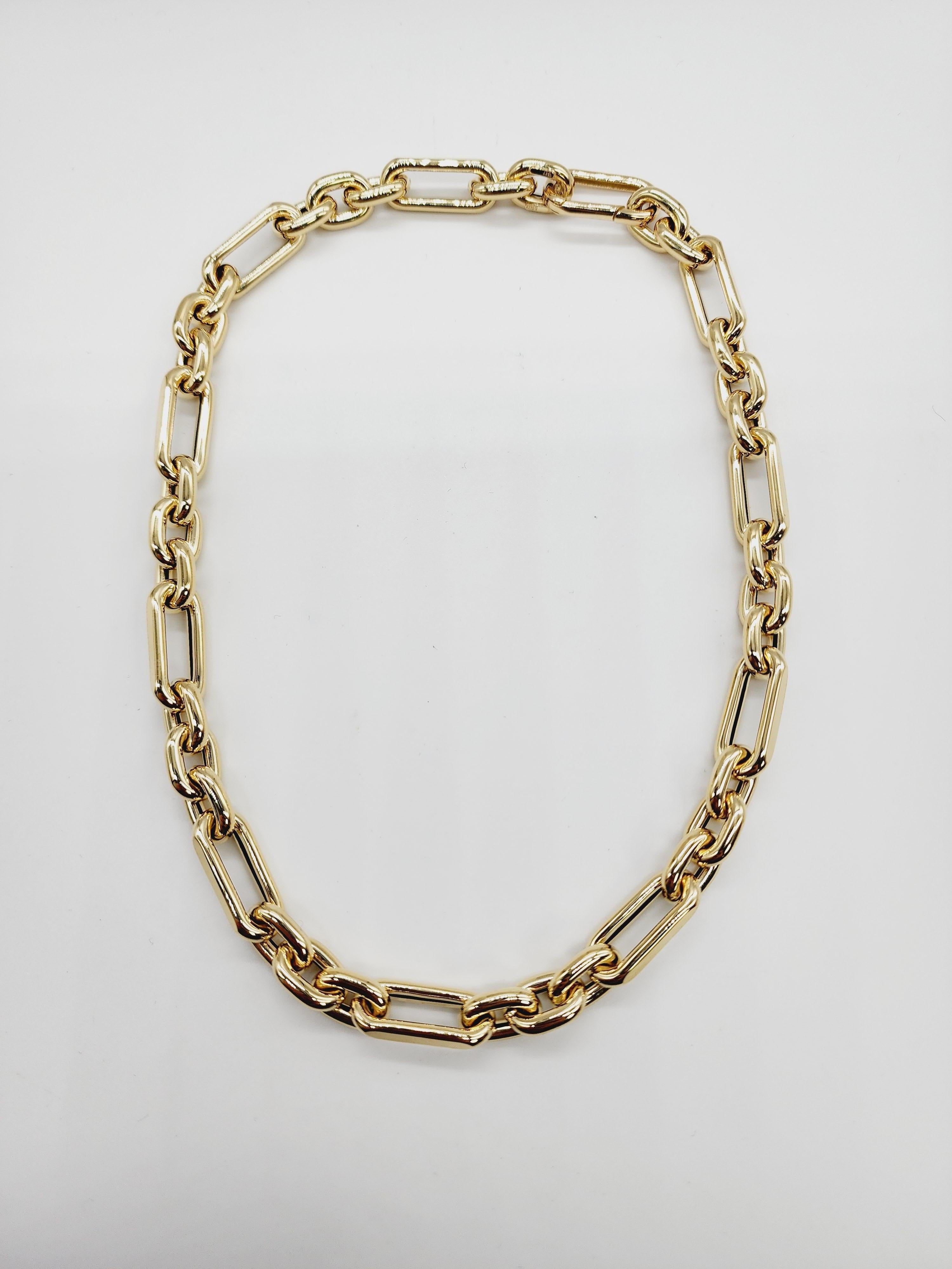 18 Karat Yellow Gold Italian Link Chain 16'' 9mm For Sale at 1stDibs