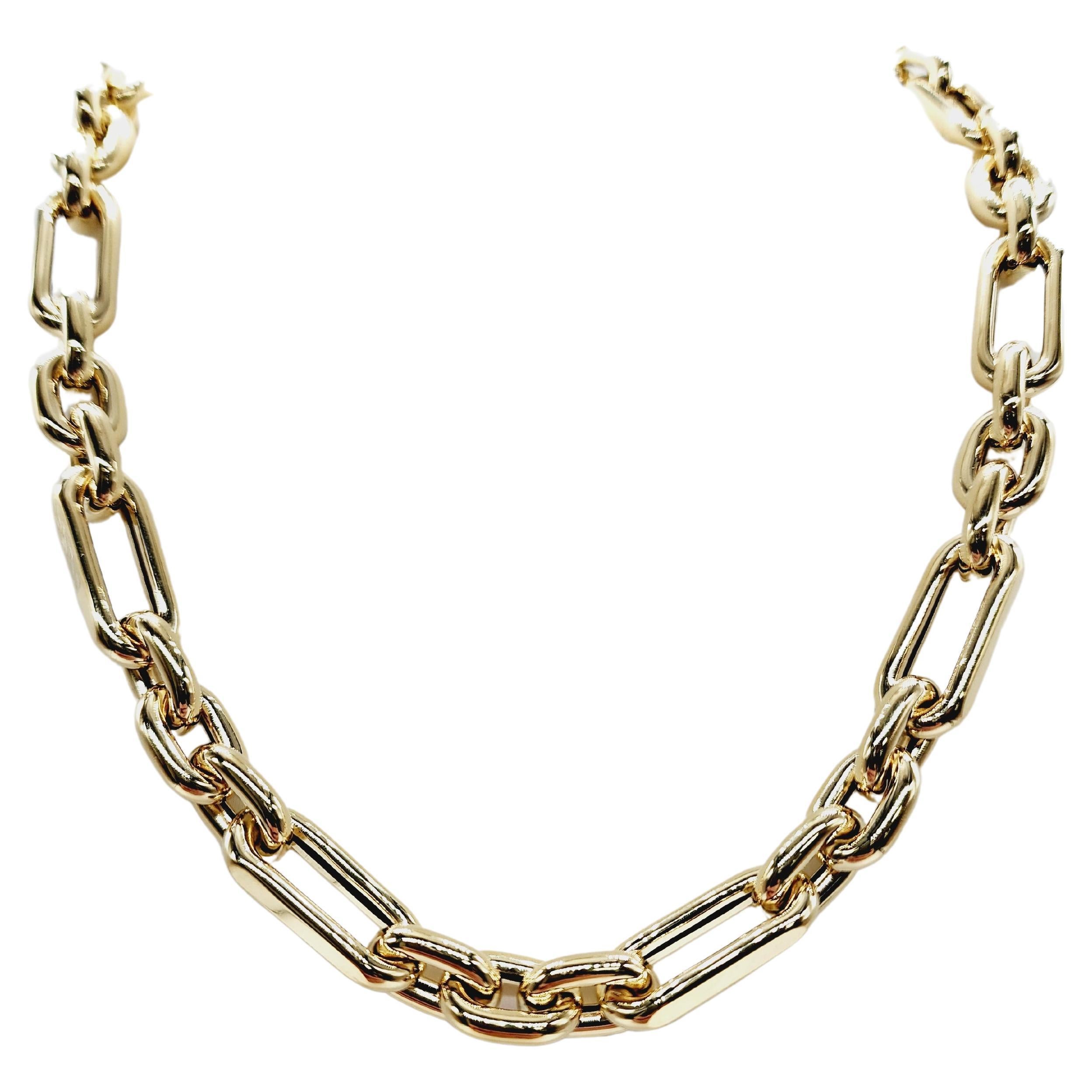 18 Karat Yellow Gold Italian Link Chain 20'''' 10 mm For Sale at 1stDibs