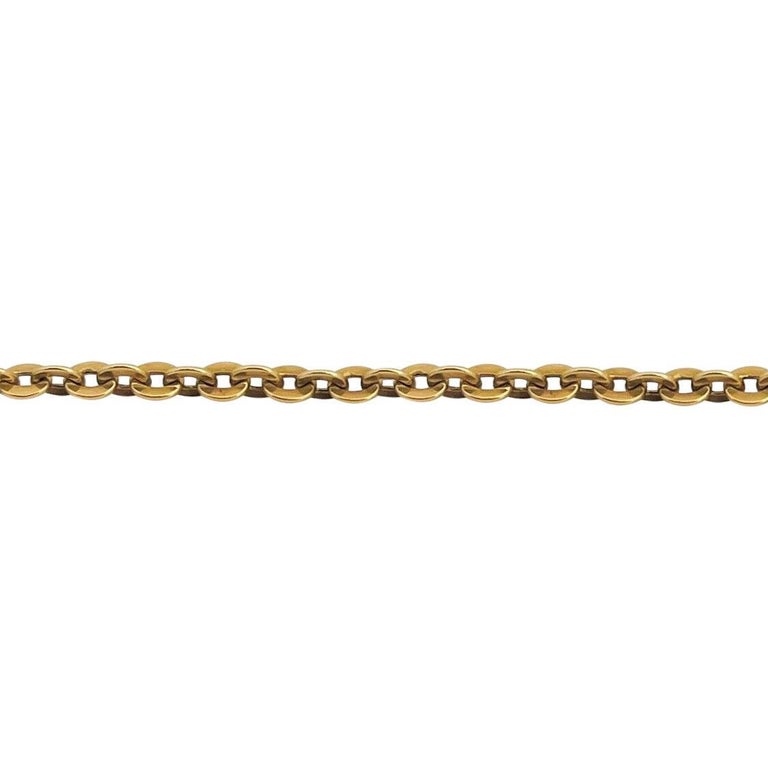 18 Karat Yellow Gold Long Flat Cable Link Chain Necklace, Italy For ...