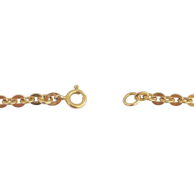 18 Karat Yellow Gold Long Flat Cable Link Chain Necklace, Italy For ...
