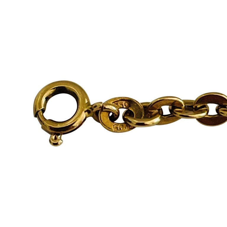 18 Karat Yellow Gold Long Flat Cable Link Chain Necklace, Italy For ...
