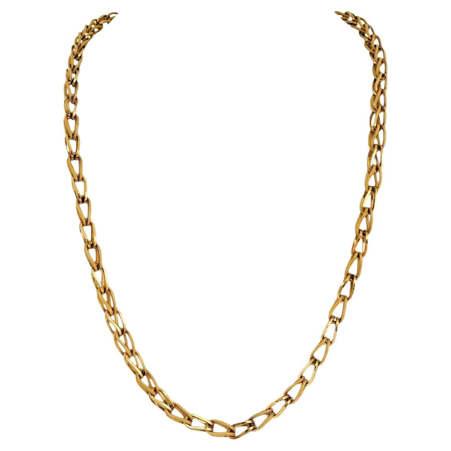 Rope Design and High Polished Long Gold Necklace For Sale at 1stDibs