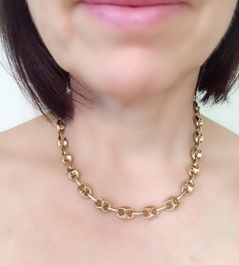 18 Karat Yellow Gold Mariner Style Link Chain Necklace For Sale at 1stdibs