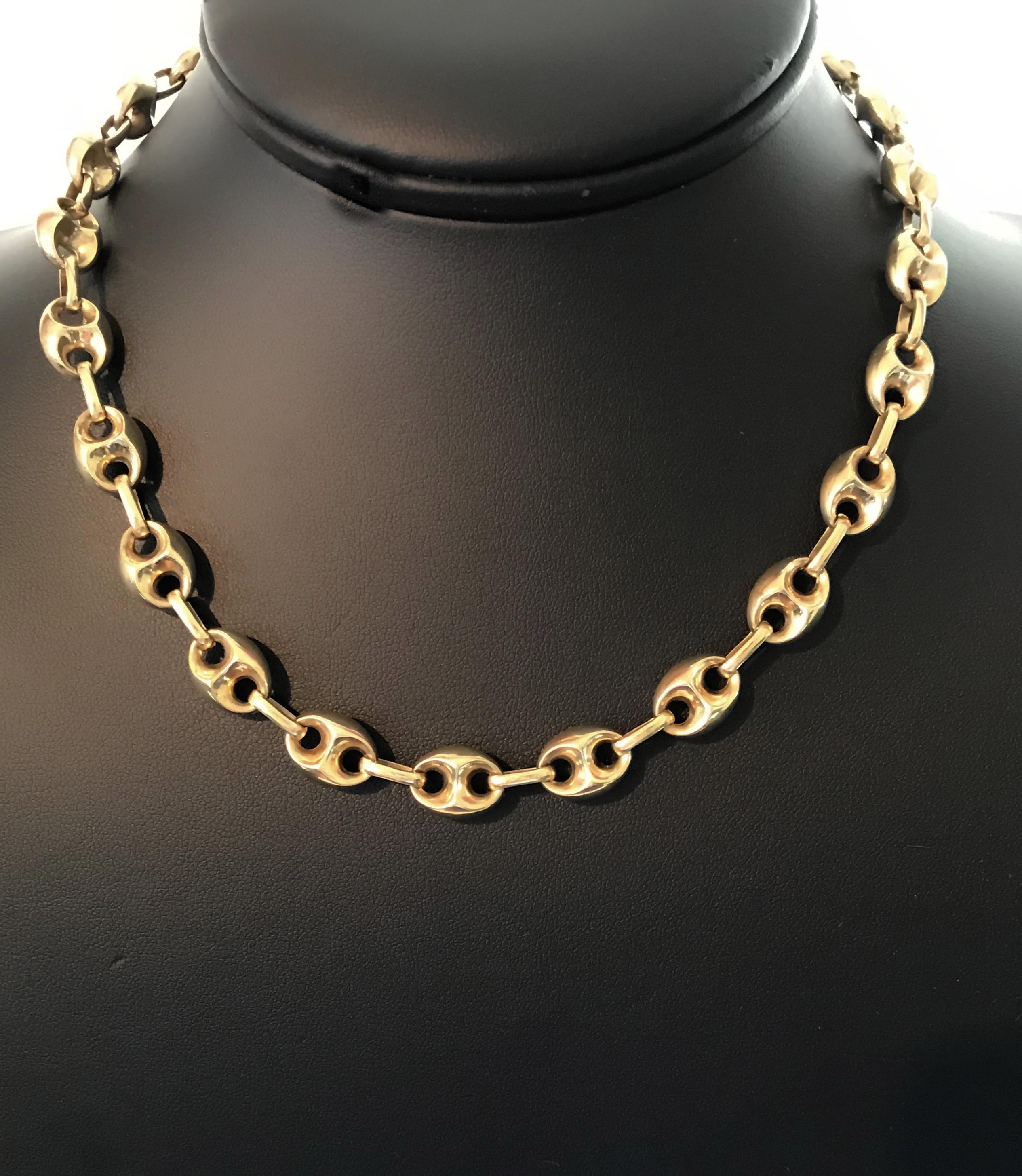 18 Karat Yellow Gold Mariner Style Link Chain Necklace For Sale at ...
