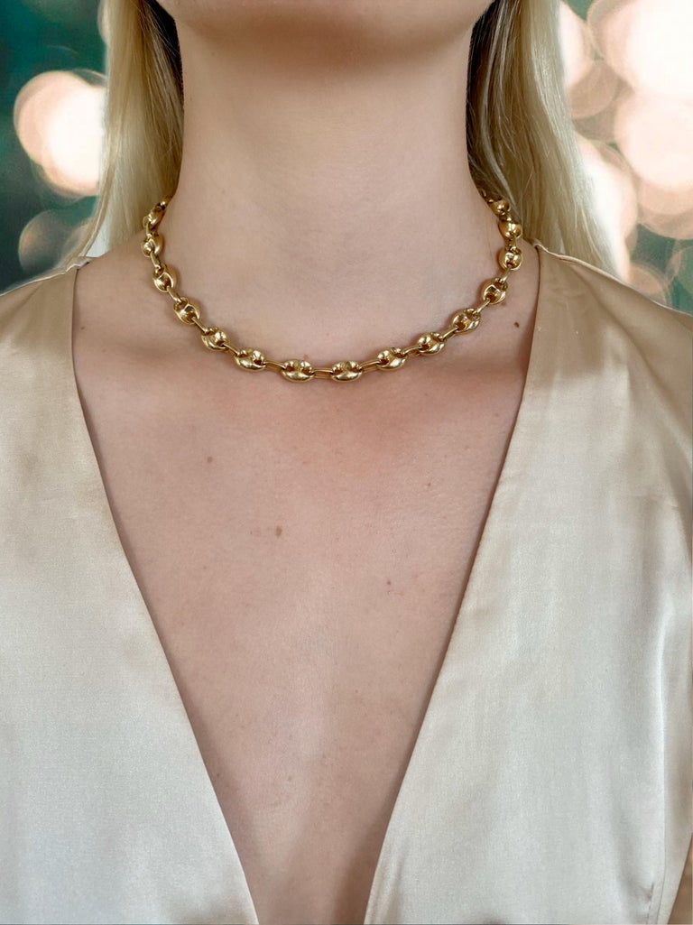 18 Karat Yellow Gold Mariner Style Link Chain Necklace For Sale at ...