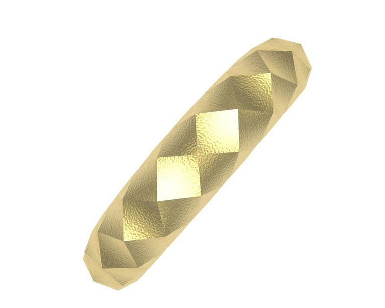Customizable 18 Karat Yellow Gold Matte Rhombus Wedding Band For Sale ...
