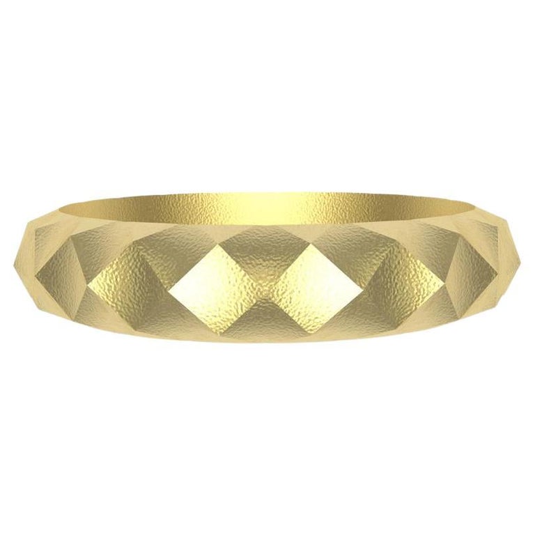 Customizable 18 Karat Yellow Gold Matte Rhombus Wedding Band For Sale ...