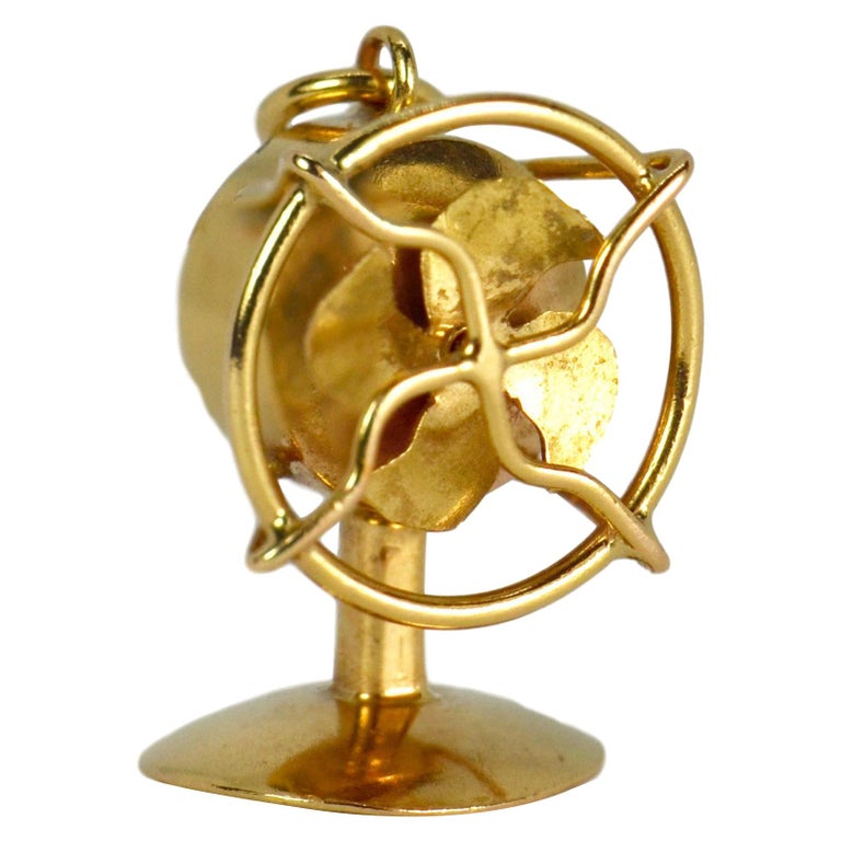18 Karat Yellow Gold Mechanical Desk Fan Charm Pendant For Sale at ...