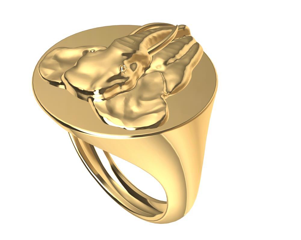Customizable 18 Karat Yellow Gold Men's Elephant 2 Tusks Signet Ring ...