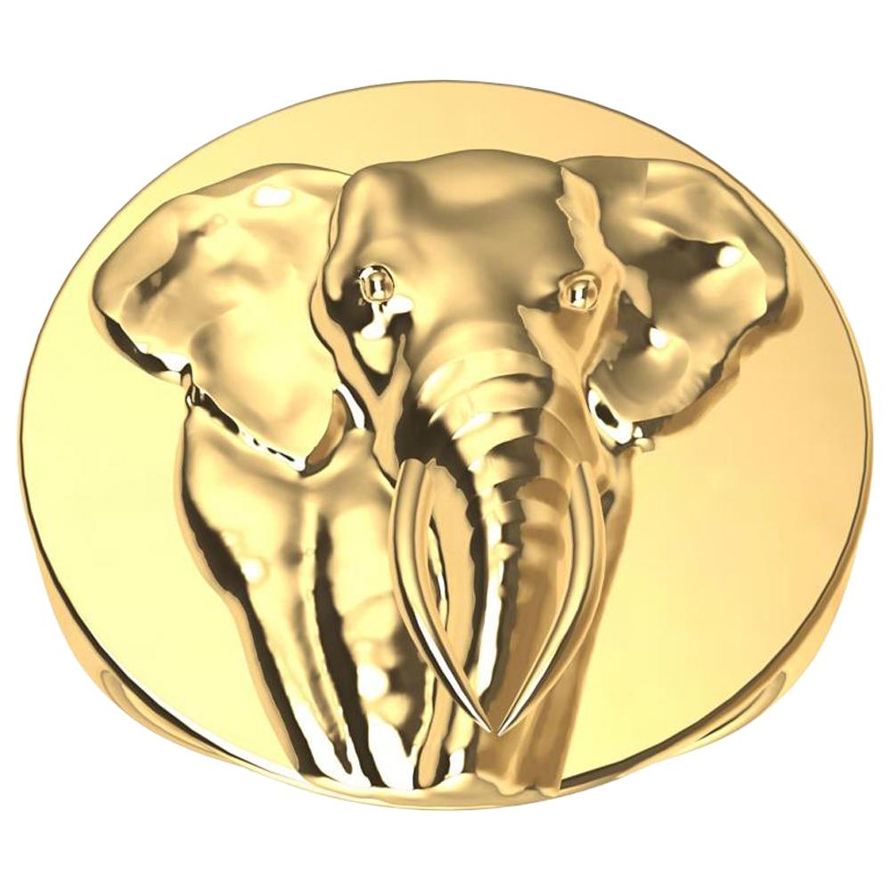 Customizable 18 Karat Yellow Gold Men's Elephant 2 Tusks Signet Ring ...