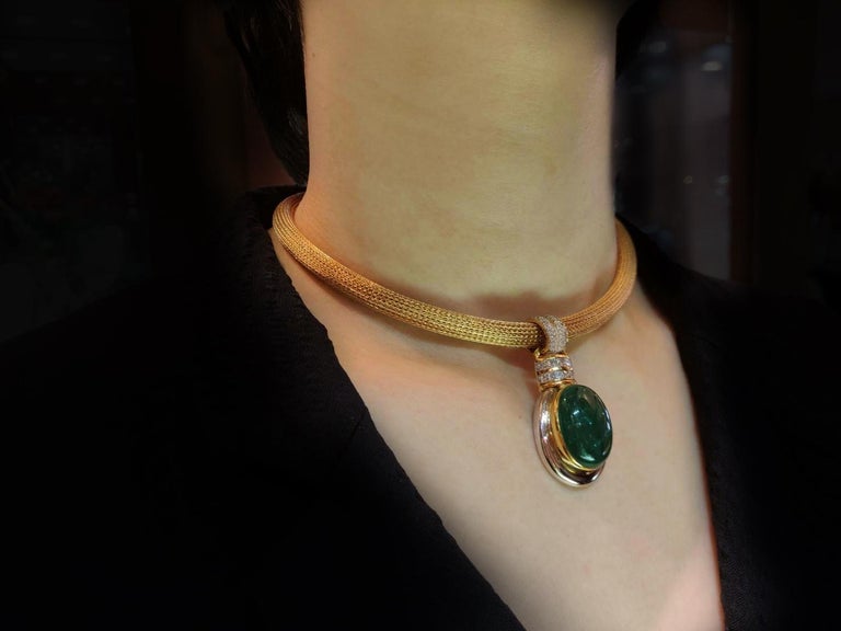 18 Karat Yellow Gold Mesh Tube Stiff Necklace For Sale at 1stDibs