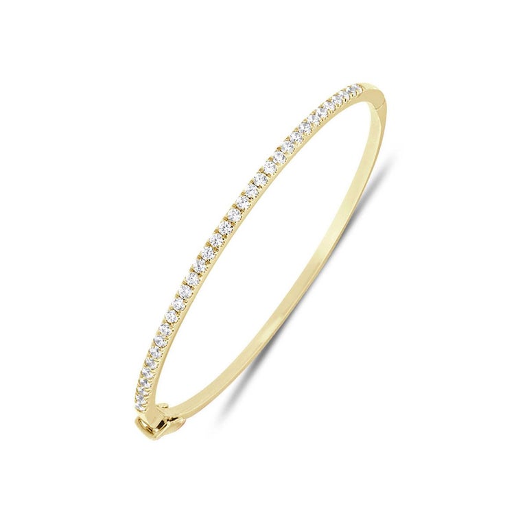 18 Karat Yellow Gold Micro-Prong Diamond Bangle '1 Carat' For Sale at ...