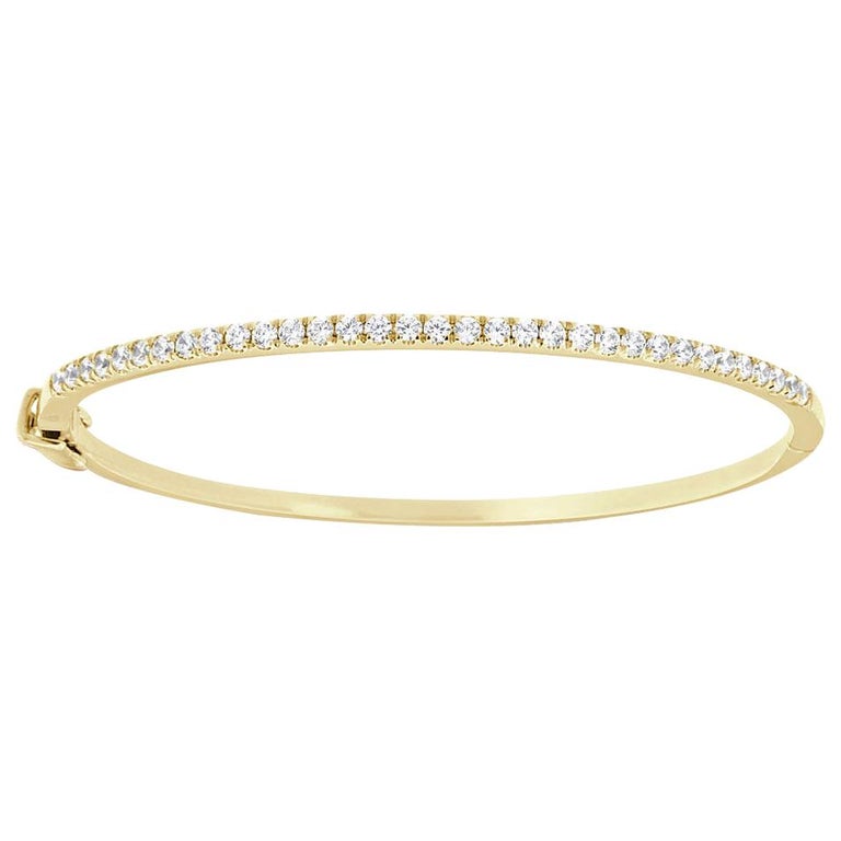 18 Karat Yellow Gold Micro-Prong Diamond Bangle '1 Carat' For Sale at ...