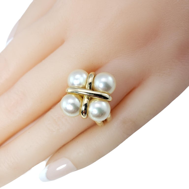 18 Karat Yellow Gold Mikimoto Pearl Ring For Sale at 1stDibs