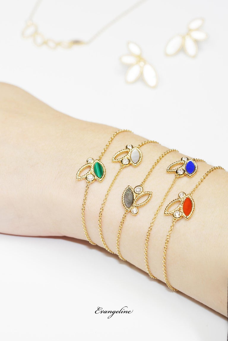 18 Karat Yellow Gold Mini Q Garden Bracelet with Diamonds and Mother of ...