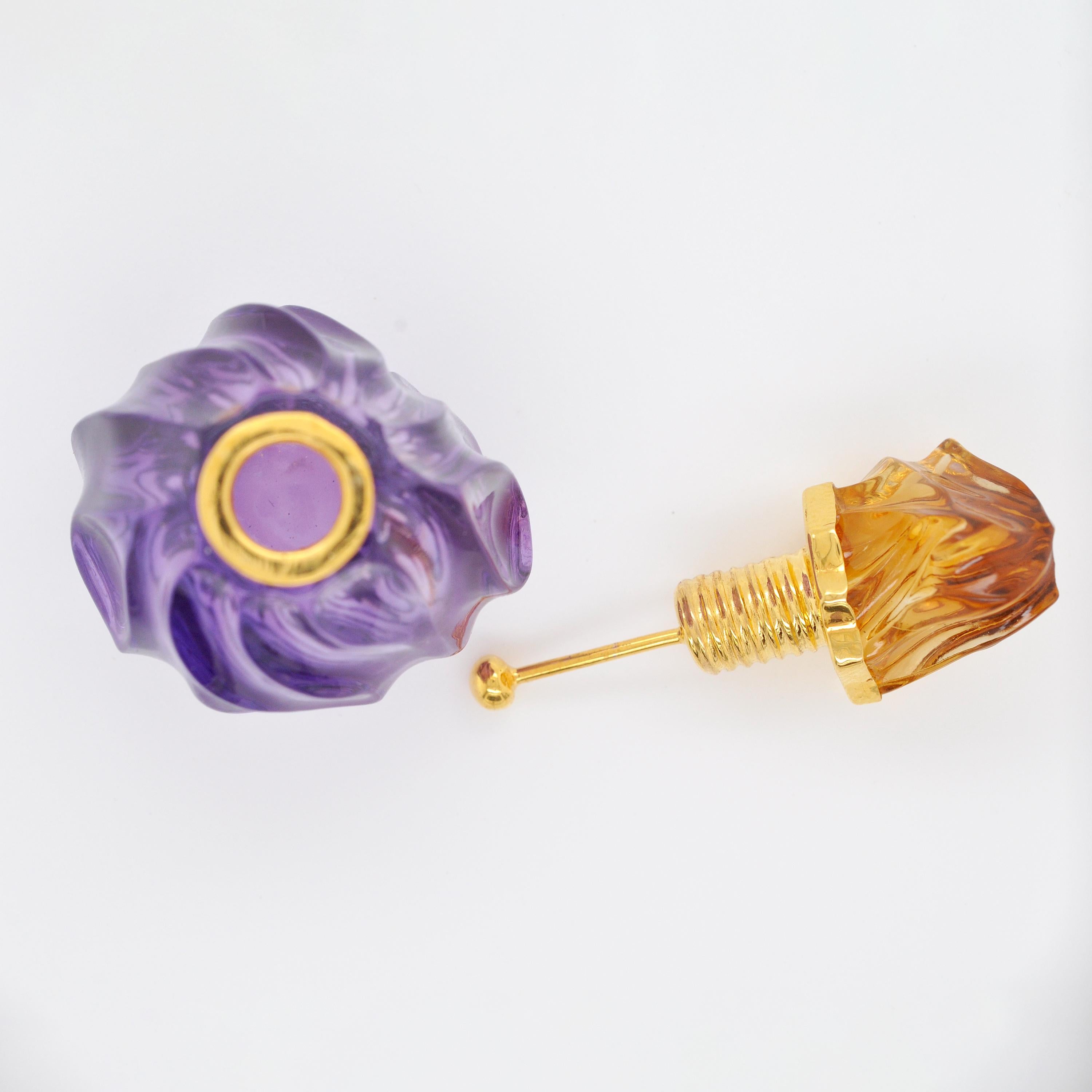 18 Karat Yellow Gold Natural Amethyst Citrine Abstract Wave Perfume ...