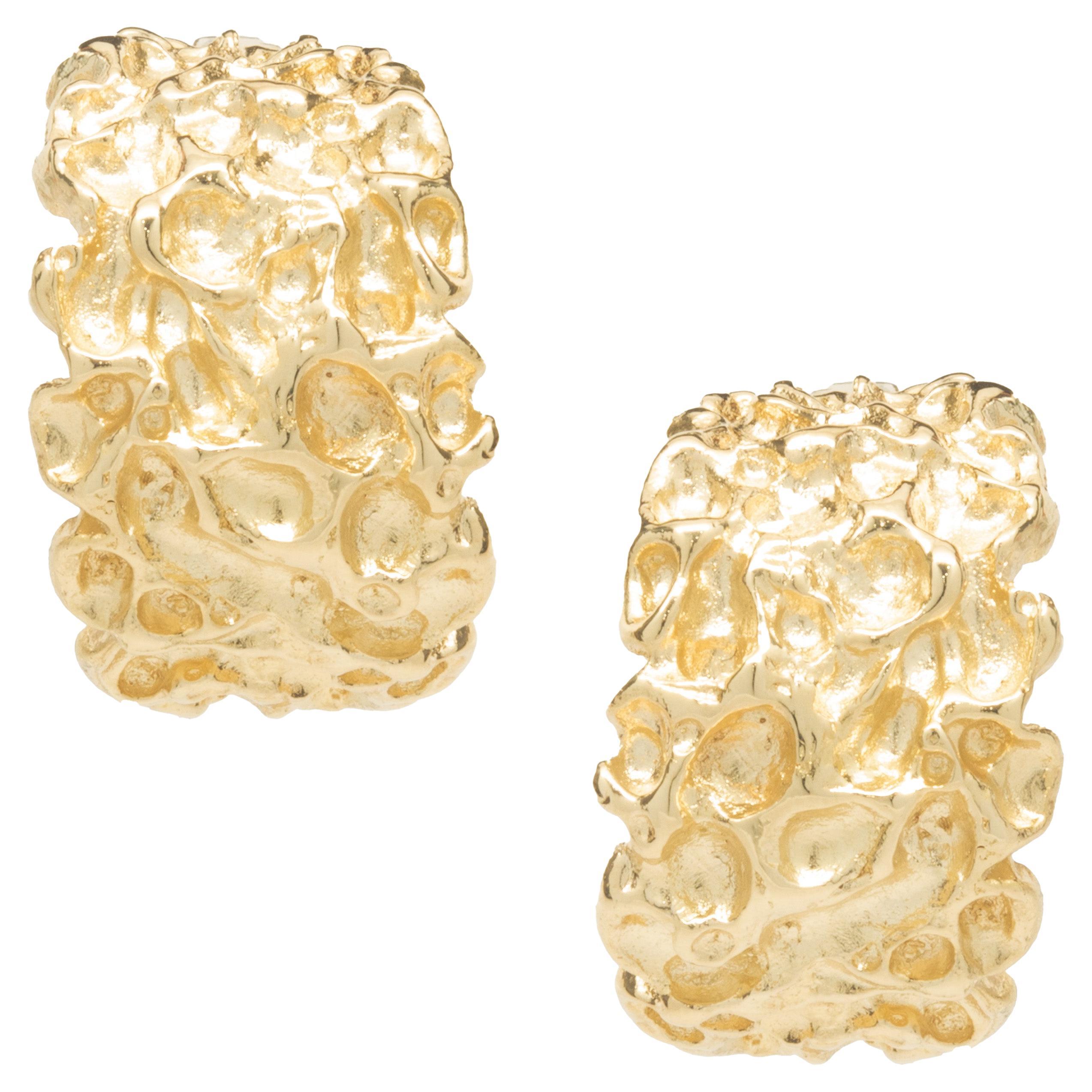 18 Karat Yellow Gold Nugget Hoop Earrings For Sale at 1stDibs