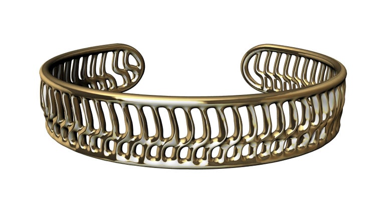 18 Karat Yellow Gold Open Wave Cuff Bracelet For Sale at 1stDibs