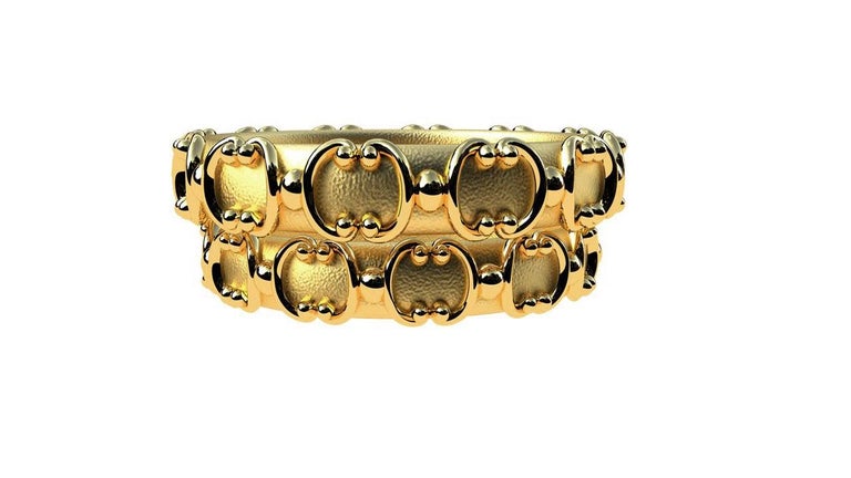 Customizable 18 Karat Yellow Gold Ornamental Gate Wedding Bands For ...