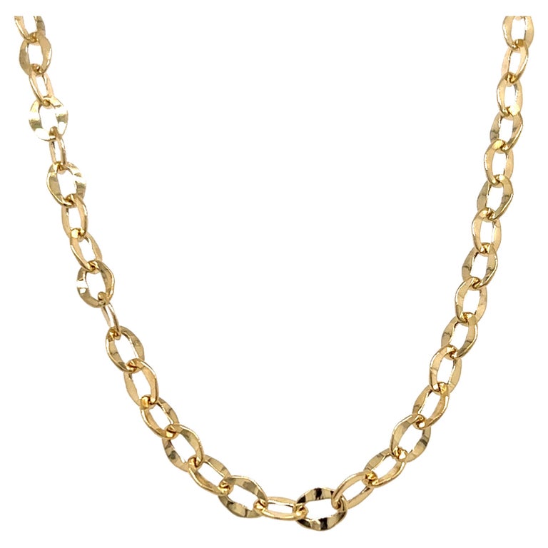 18 Karat Yellow Gold Oval Flat Link Chain at 1stDibs
