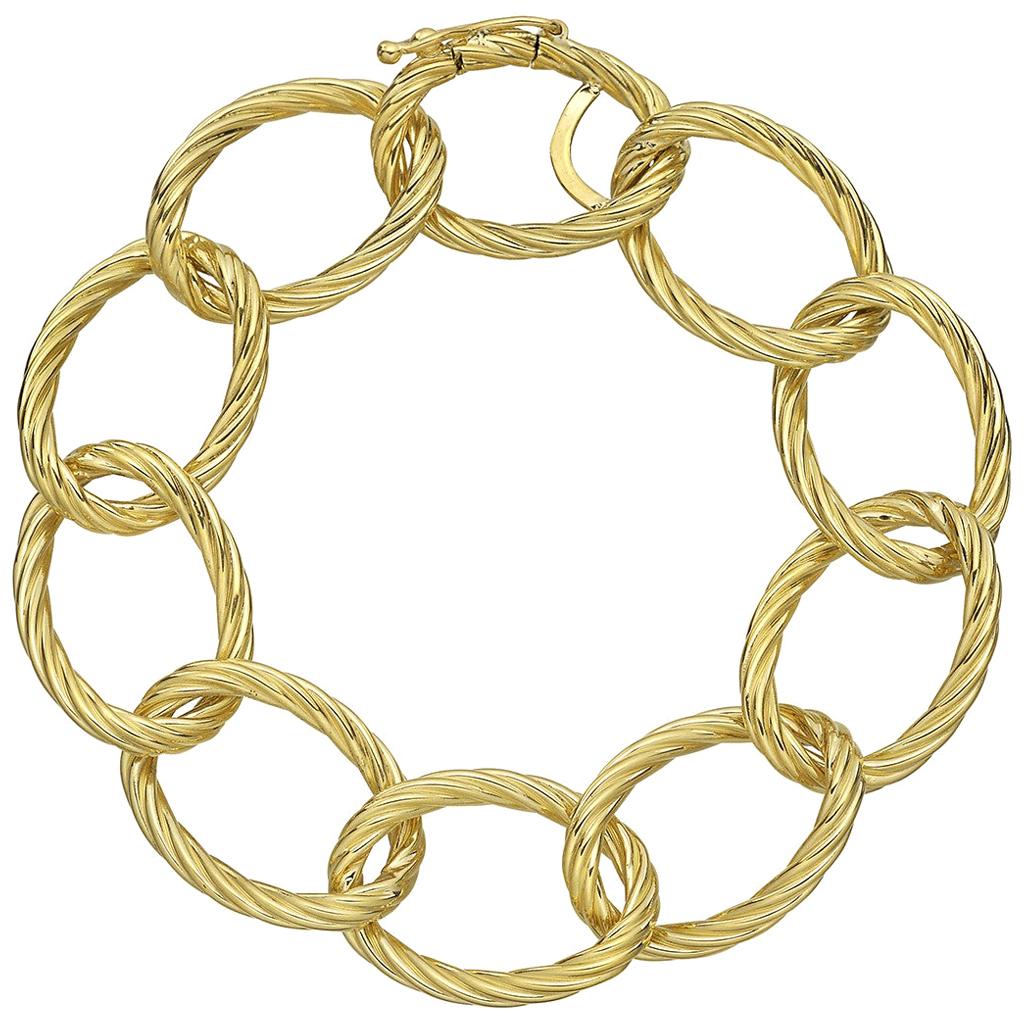 18 Karat Yellow Gold Oval Twisted Link Bracelet For Sale at 1stDibs