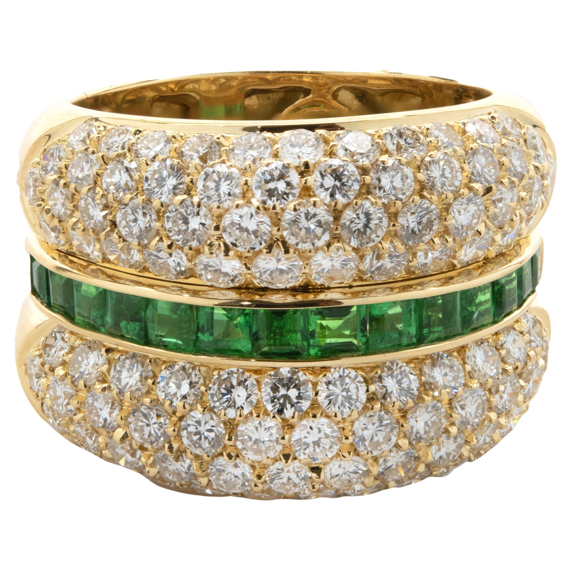 Casa Gi Designer 18 Karat Yellow Gold Diamond Wide Cigar Band Ring For ...