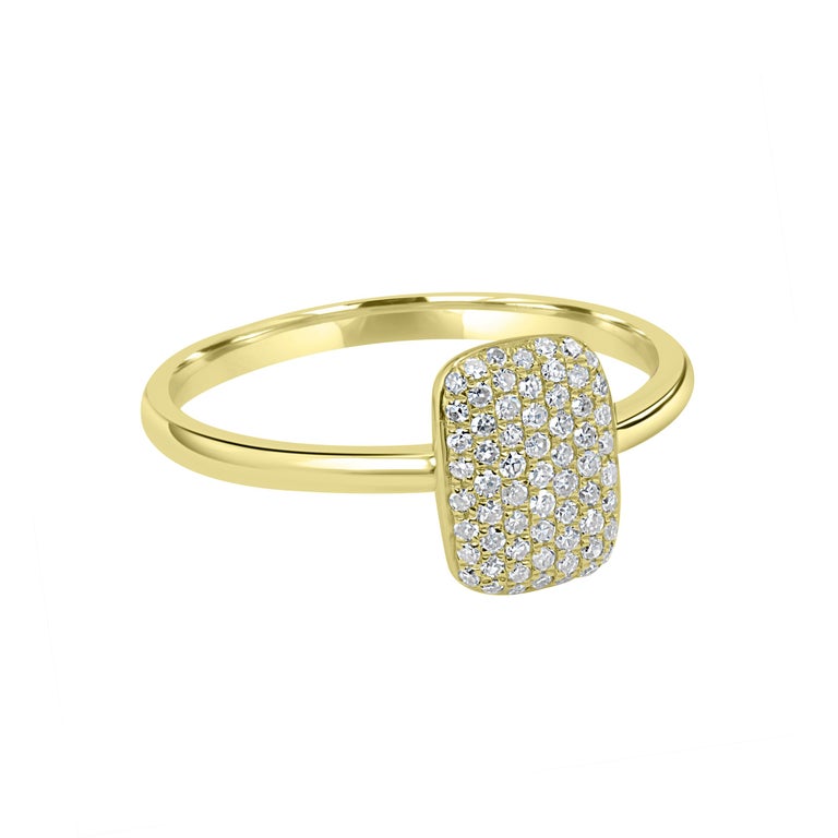 Luxle Round Pave Diamond Frame Ring in 18K Yellow Gold For Sale at 1stDibs