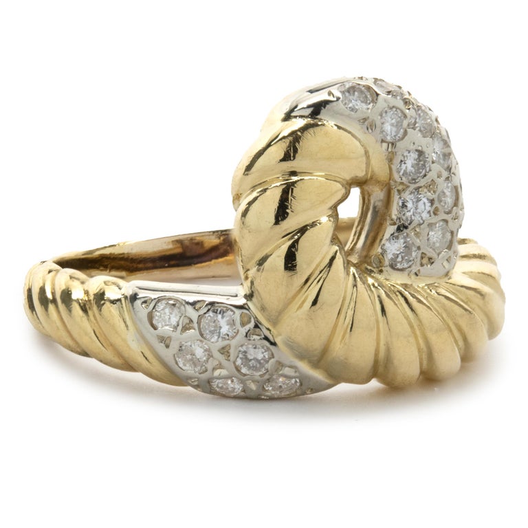 18 Karat Yellow Gold Pave Diamond Loop Ring For Sale at 1stDibs