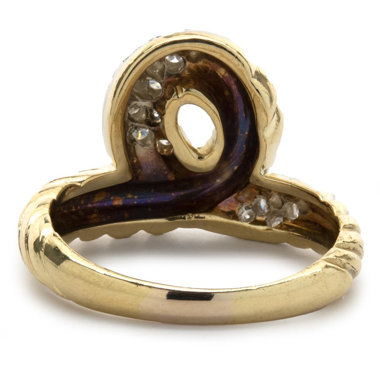 18 Karat Yellow Gold Pave Diamond Loop Ring For Sale at 1stDibs