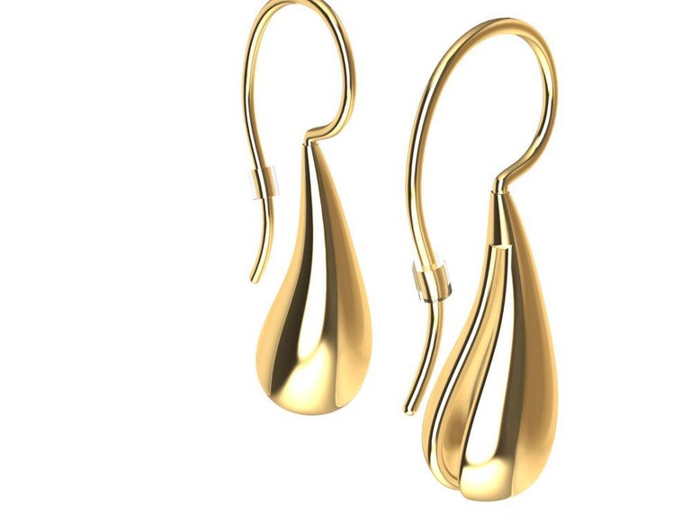 18 Karat Yellow Gold Petite Teardrop Drop Earrings For Sale at 1stDibs