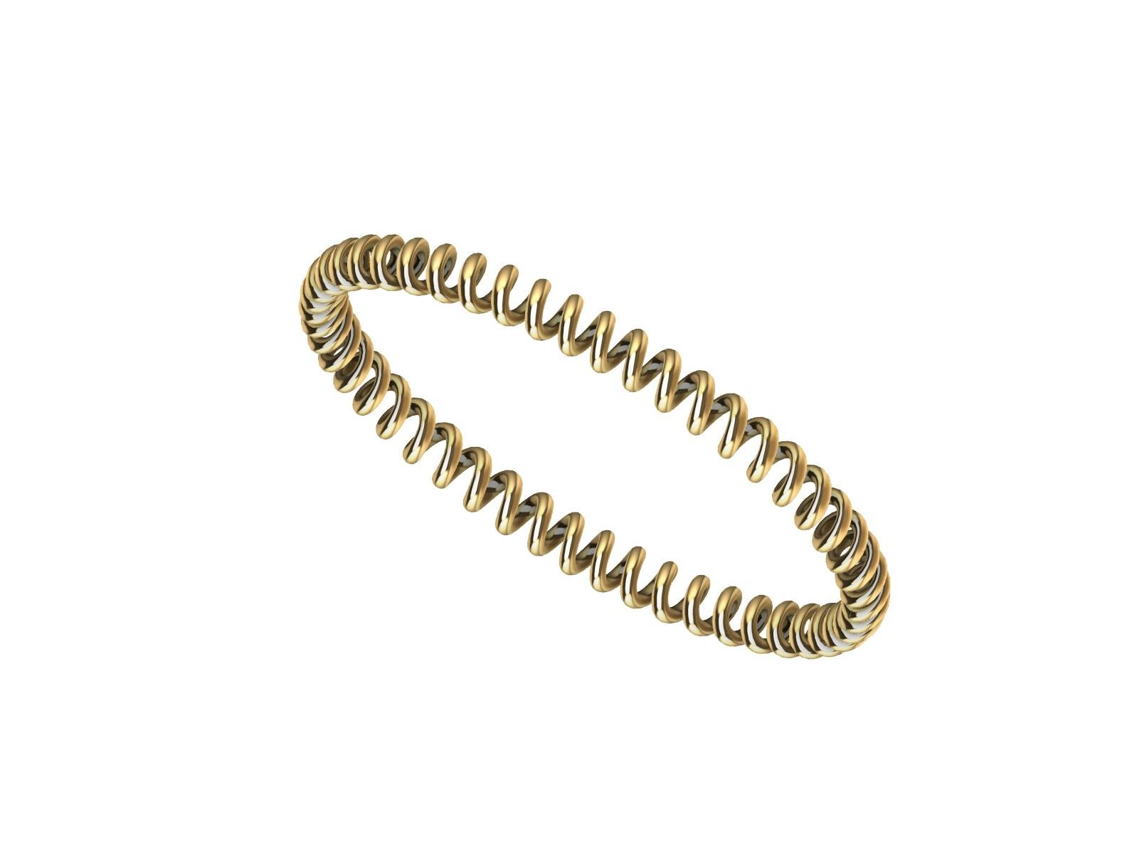 18 Karat Yellow Gold Phone Coil Bangle For Sale at 1stDibs