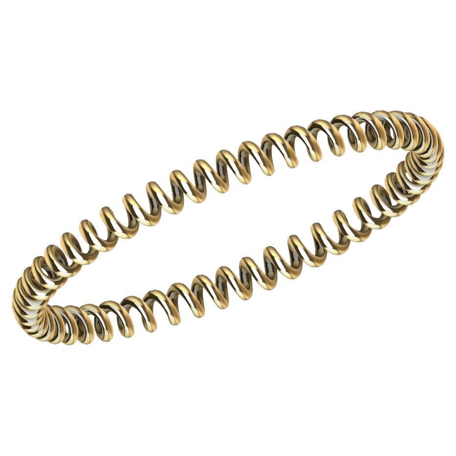 18 Karat Yellow Gold Phone Coil Bangle For Sale at 1stDibs