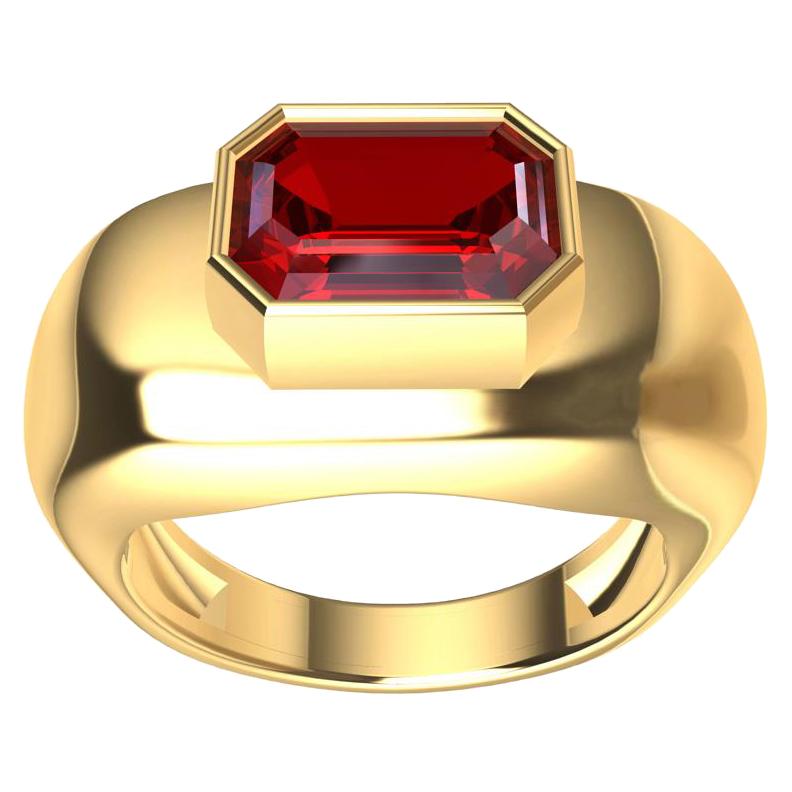 Customizable 18 Karat Pink Gold Emerald Cut Ruby Sculpture Ring For ...