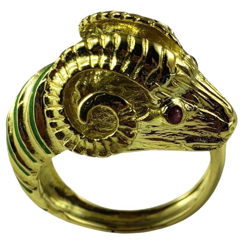 18 Karat Yellow Gold Ram Ring Size 7 #14931 For Sale at 1stDibs