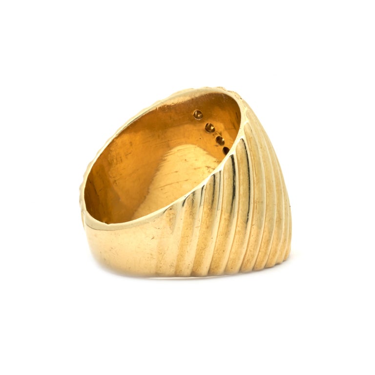18 Karat Yellow Gold Ribbed Diamond Cigar Band For Sale at 1stDibs ...
