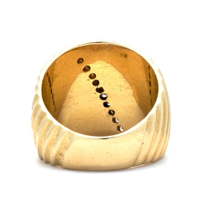18 Karat Yellow Gold Ribbed Diamond Cigar Band For Sale at 1stDibs ...