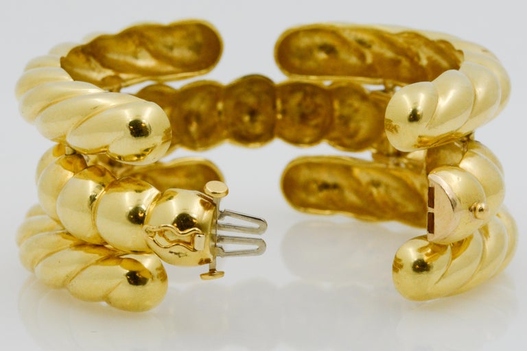 18 Karat Yellow Gold Rope Bar Bracelet For Sale at 1stDibs