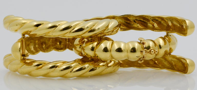 18 Karat Yellow Gold Rope Bar Bracelet For Sale at 1stDibs