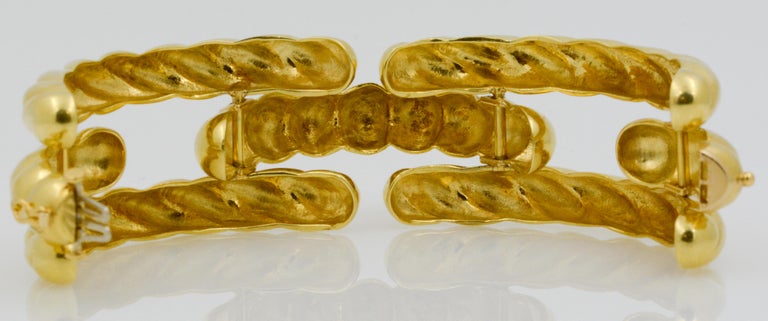 18 Karat Yellow Gold Rope Bar Bracelet For Sale at 1stDibs
