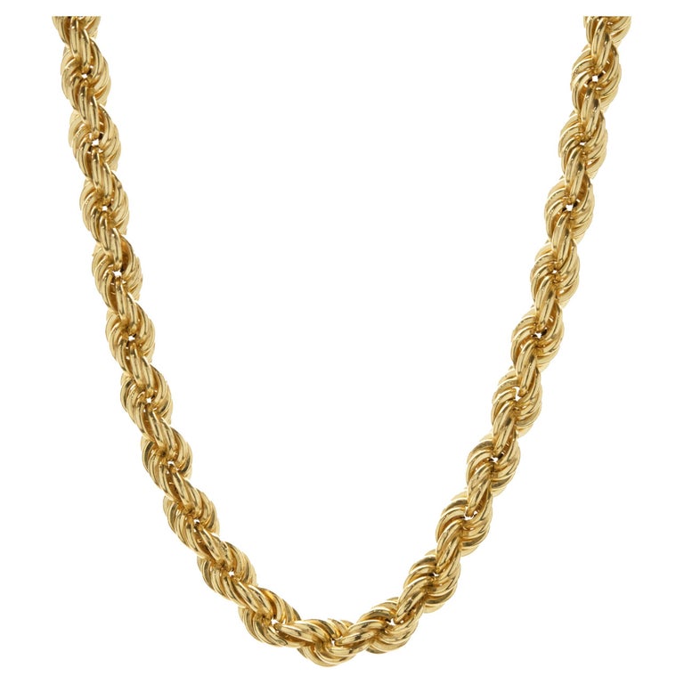 18 Karat Yellow Gold Rope Chain Necklace at 1stDibs