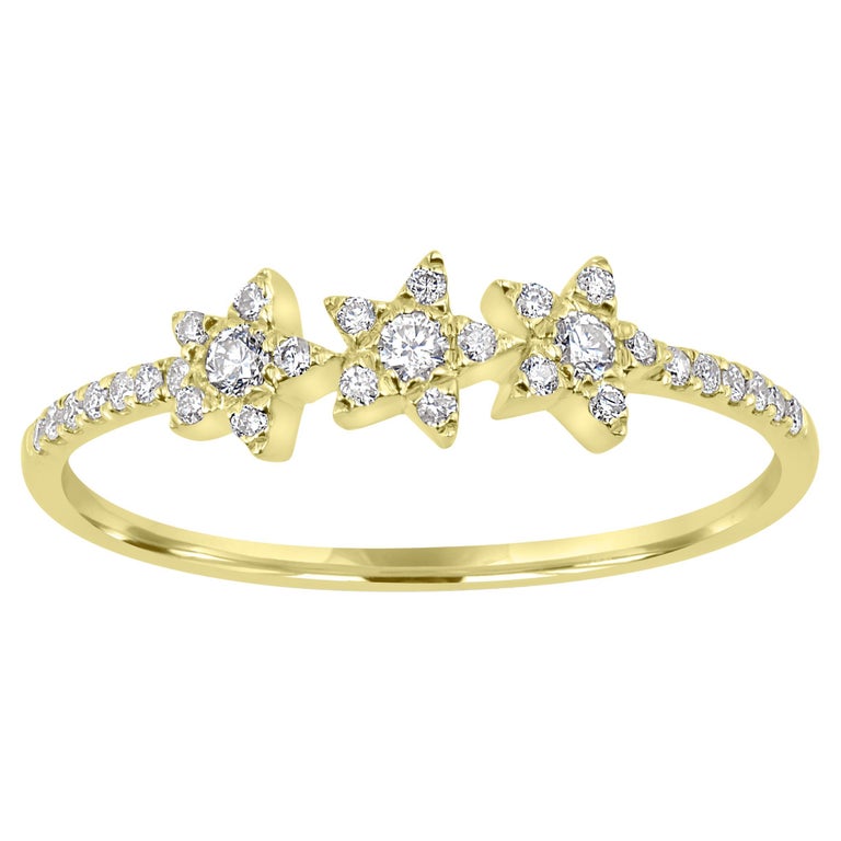 Luxle 18 Karat Yellow Gold Round Diamond Star Ring For Sale at 1stDibs
