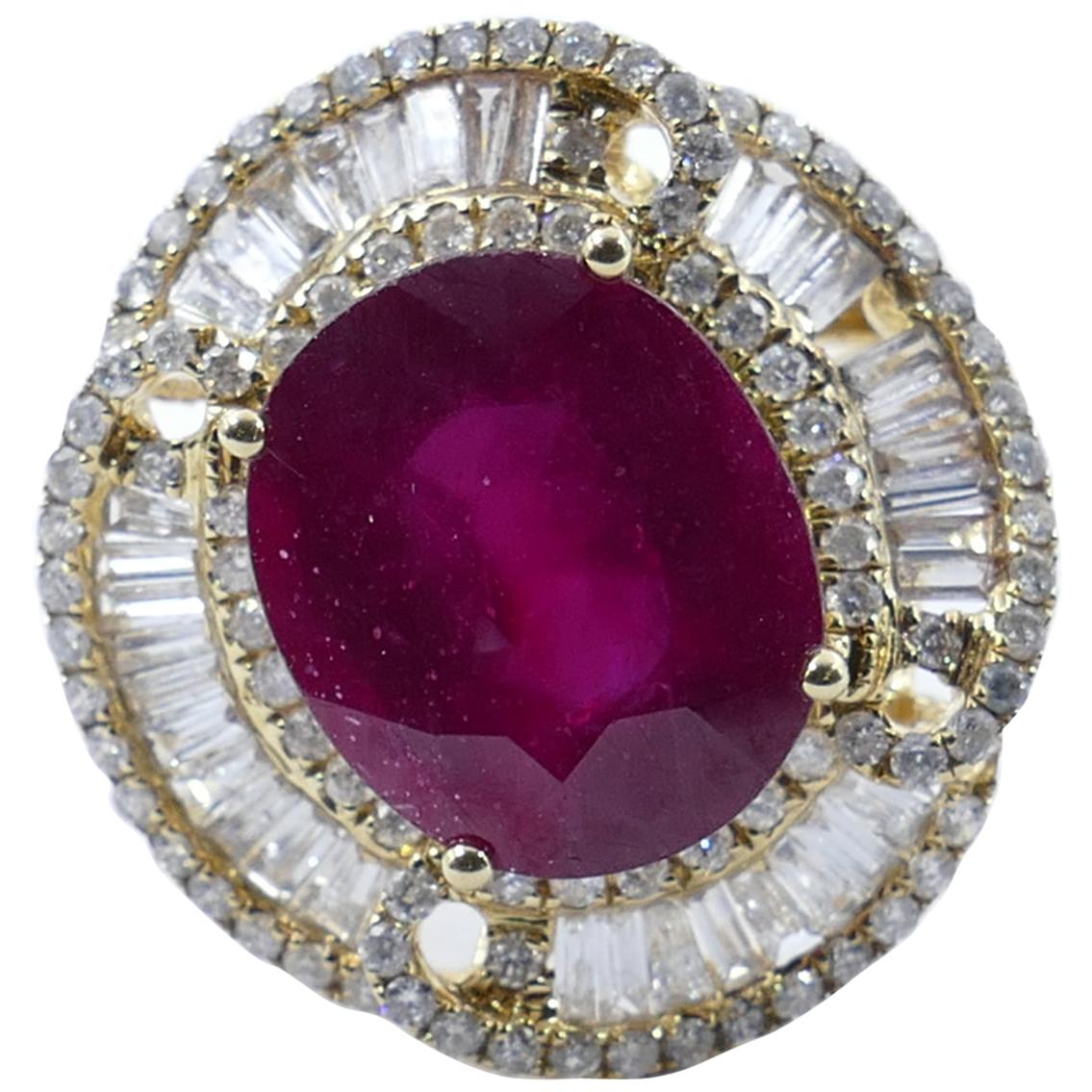 Ruby "Ballerina" Ring with Baguette Diamonds, Circa 1990 For Sale at ...
