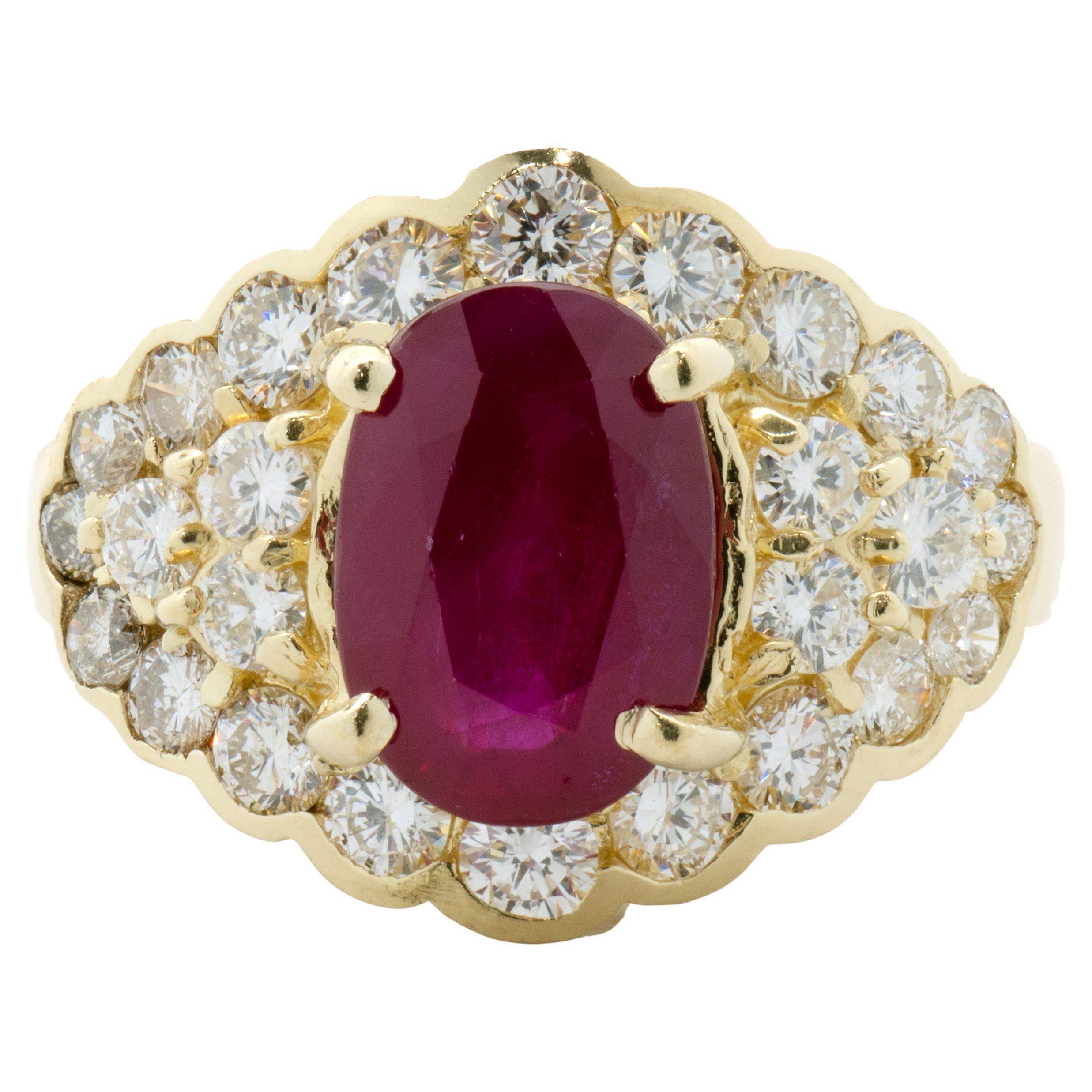 Spanish Vintage DIAMOND and RUBY 18 karat Yellow Gold Ring For Sale at ...