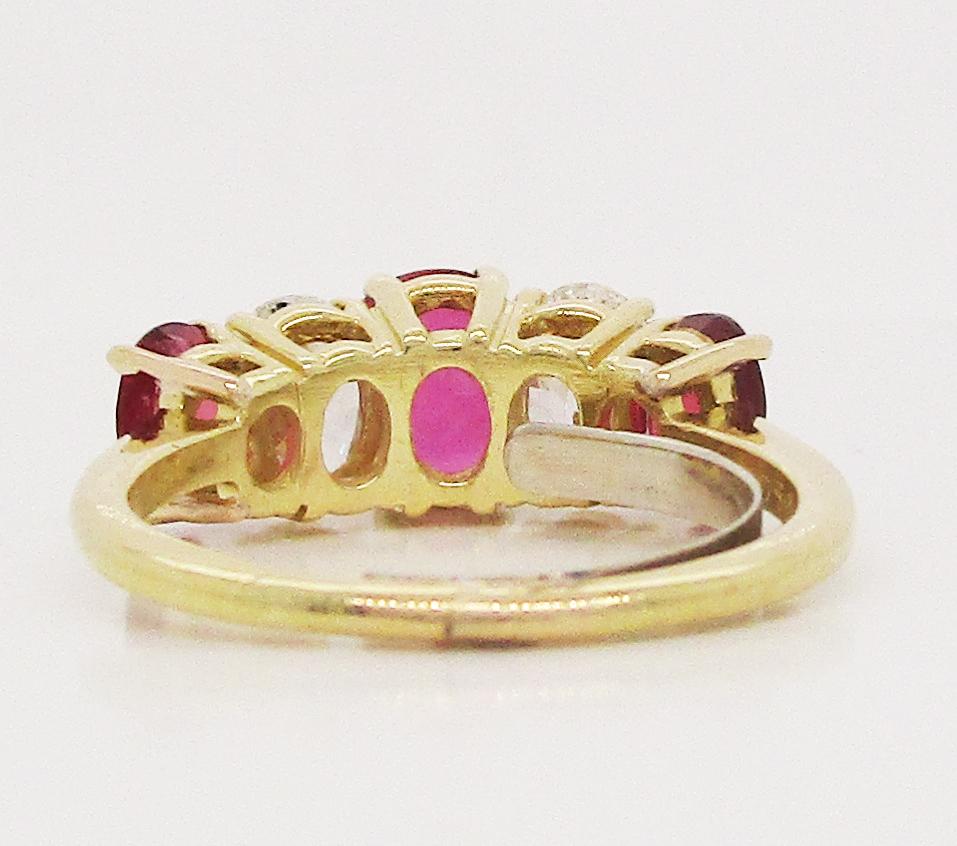 18 Karat Yellow Gold Ruby and Diamond Kurt Wayne Five-Stone Ring at ...