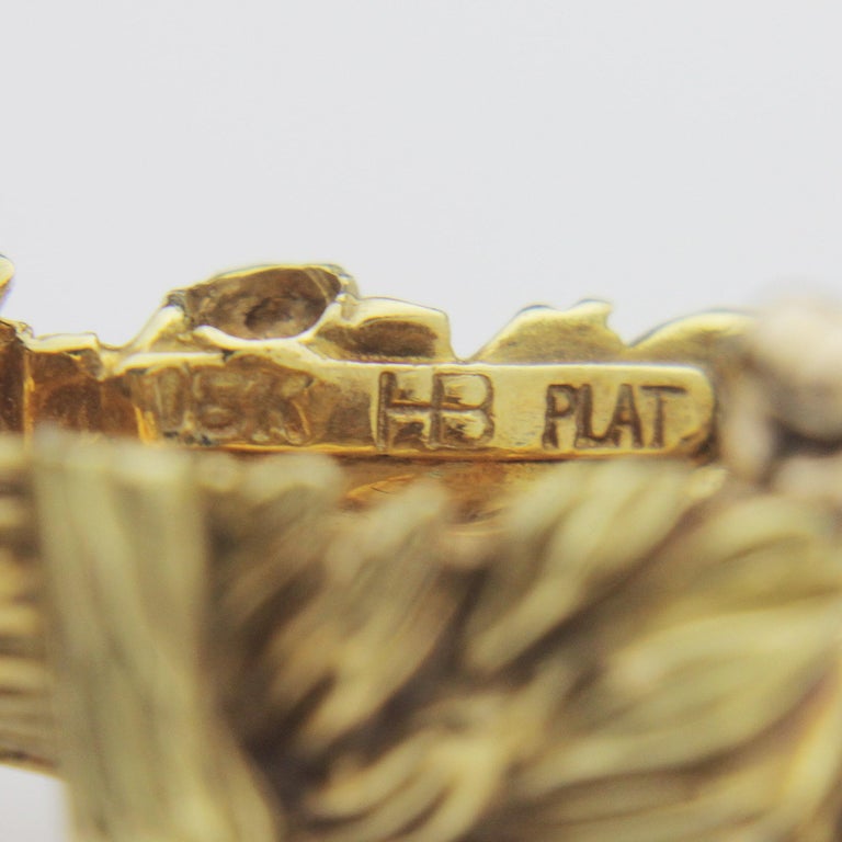 18 Karat Yellow Gold, Ruby, and Diamond Rabbit Brooch Pin after ...