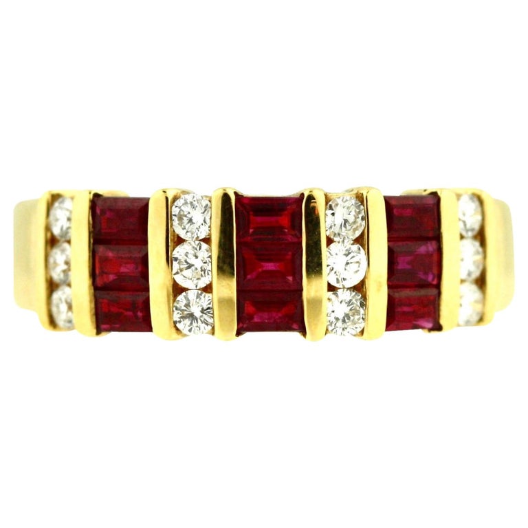 18 Karat Yellow Gold, Ruby and Diamond Ring at 1stDibs