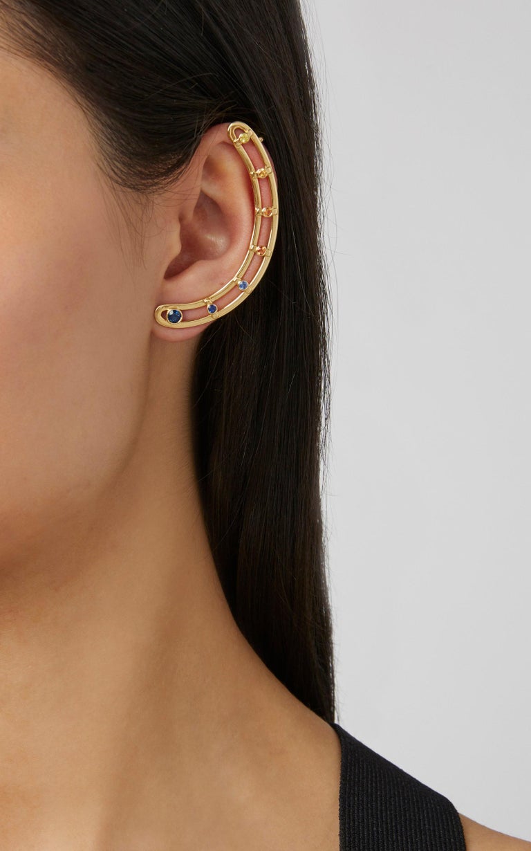 18 Karat Yellow Gold Sapphires - Sunset Ear Cuff/ Earring For Sale (Free Shipping) at 1stDibs