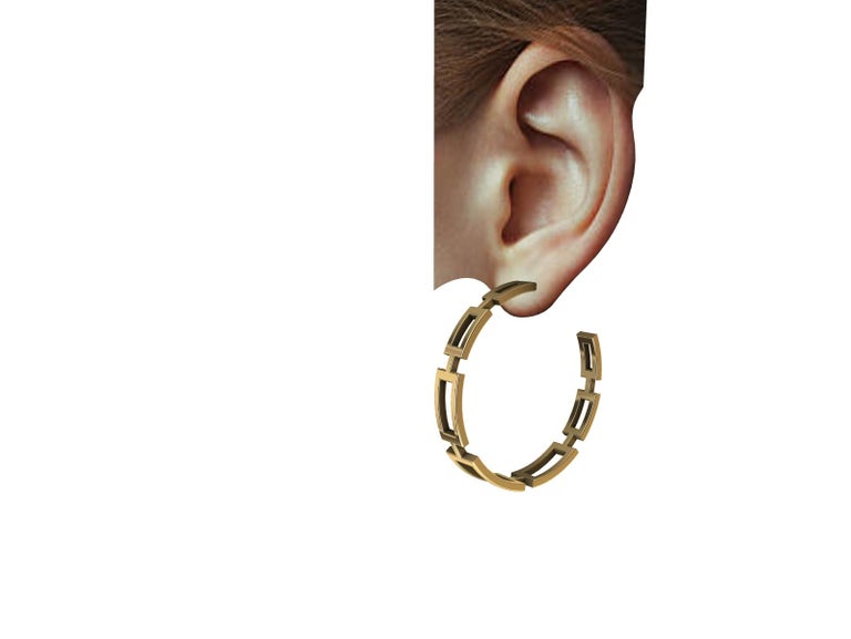 18 Karat Yellow Gold Seven Rectangle Hoops For Sale at 1stDibs