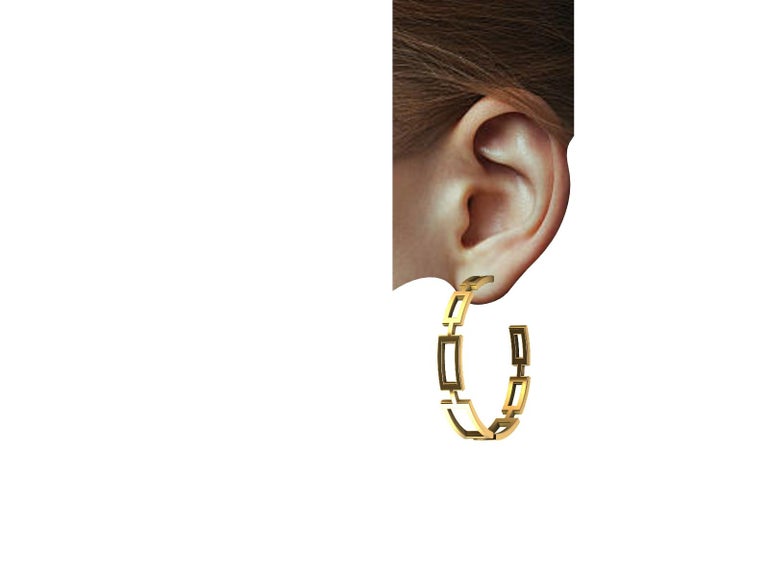 18 Karat Yellow Gold Seven Rectangle Hoops For Sale at 1stDibs