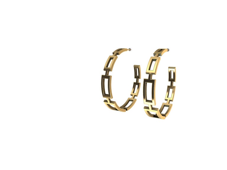 18 Karat Yellow Gold Seven Rectangle Hoops For Sale at 1stDibs